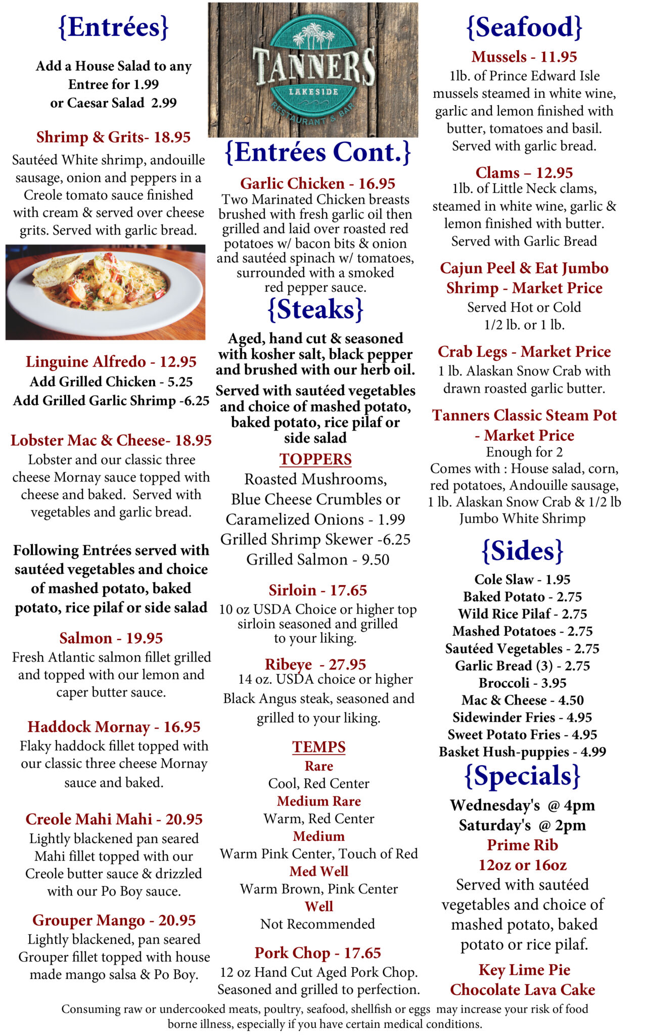 Tanners Lakeside | Restaurant and Bar in Winter Haven, FL | Menus ...